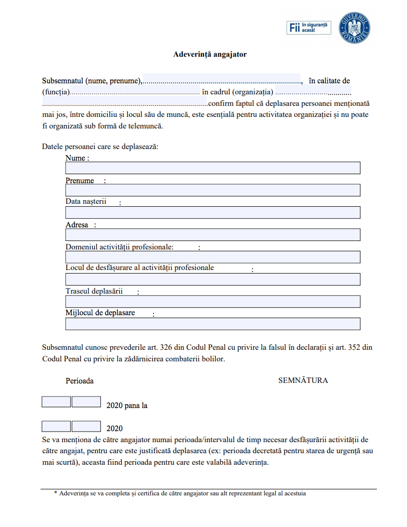 DOCUMENTE. Noul model al Declarației pe proprie răspundere + Adeverința ...